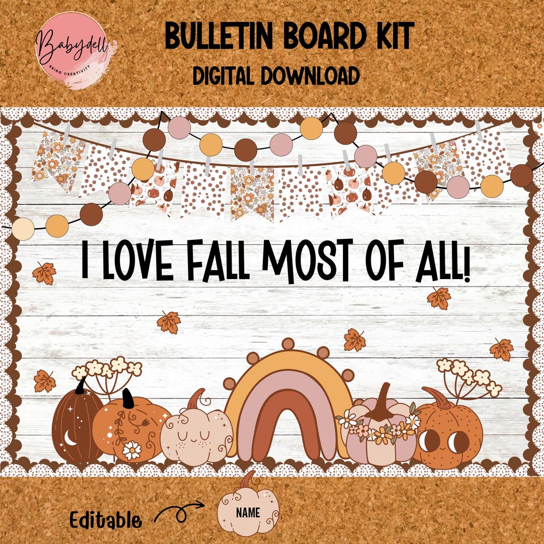 BOHO Fall Bulletin Board Groovy Fall Bulletin Board Autumn Bulletin ...
