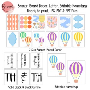 Hot Air Balloon Back to School Bulletin Board Kit - Printable Editable ...