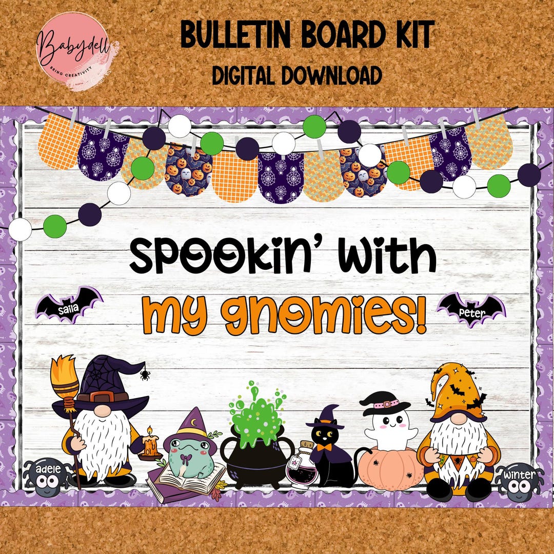 Halloween Gnome Bulletin Board Kit Witch Gnome Decor Printable Witch ...