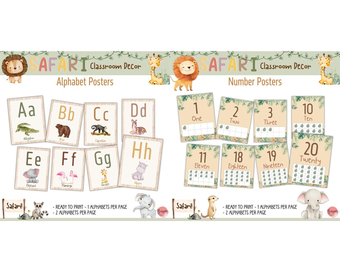 Safari Classroom Decor Bundle: Neutral Animal Prints, Boho Theme ...