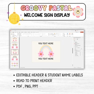 Editable Groovy Pastel Classroom Welcome Sign Customizable Door Decor ...