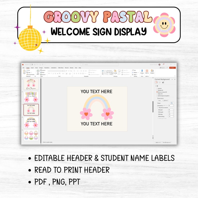 Editable Groovy Pastel Classroom Welcome Sign Customizable Door Decor ...