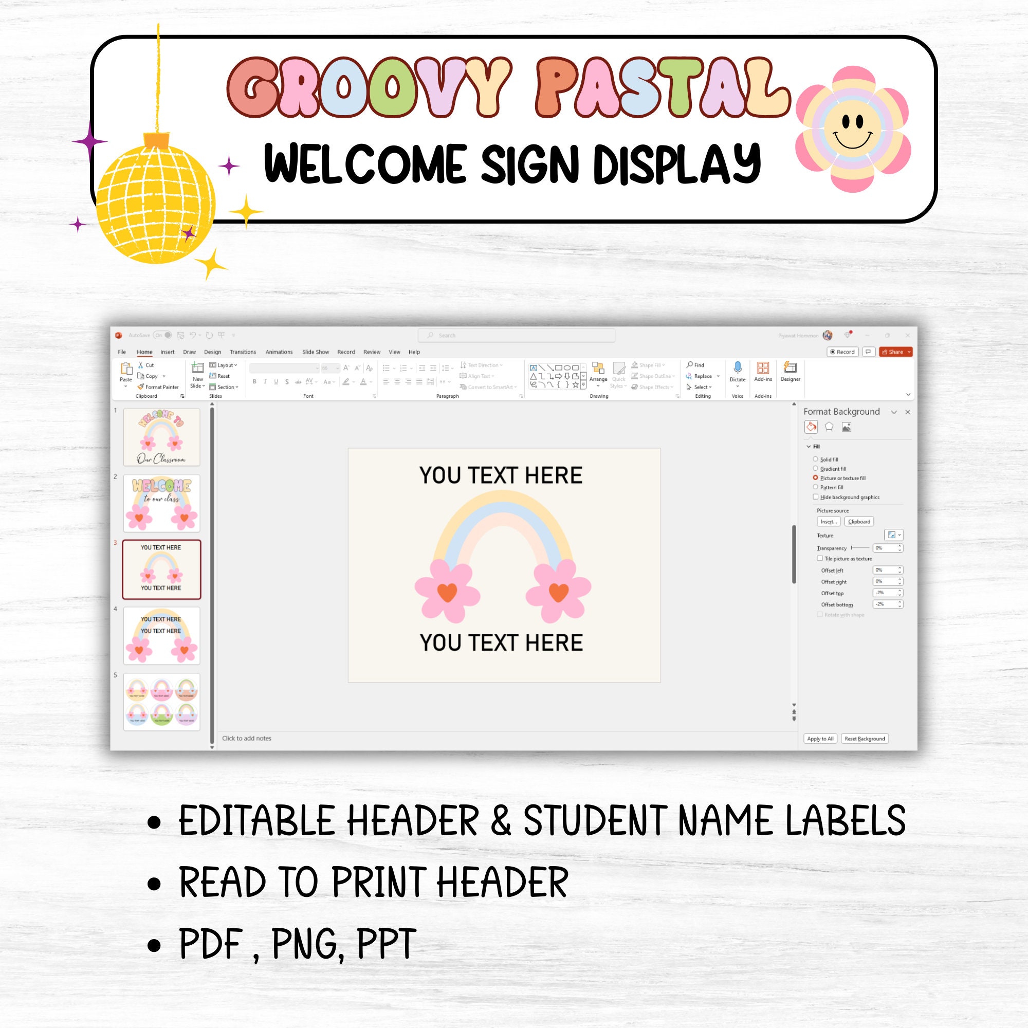Editable Groovy Pastel Classroom Welcome Sign Customizable Door Decor ...