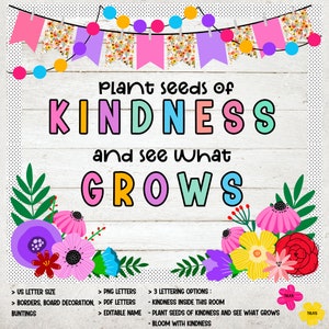 Plant Kindness Door Decor Spring Bulletin Boards Kindness Bulletin ...