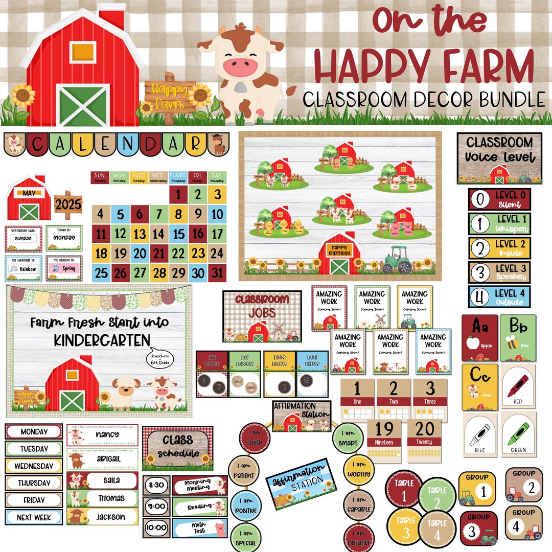 Editable Farm Classroom Decor Bundle | Happy Farm Theme for Prek-2nd ...