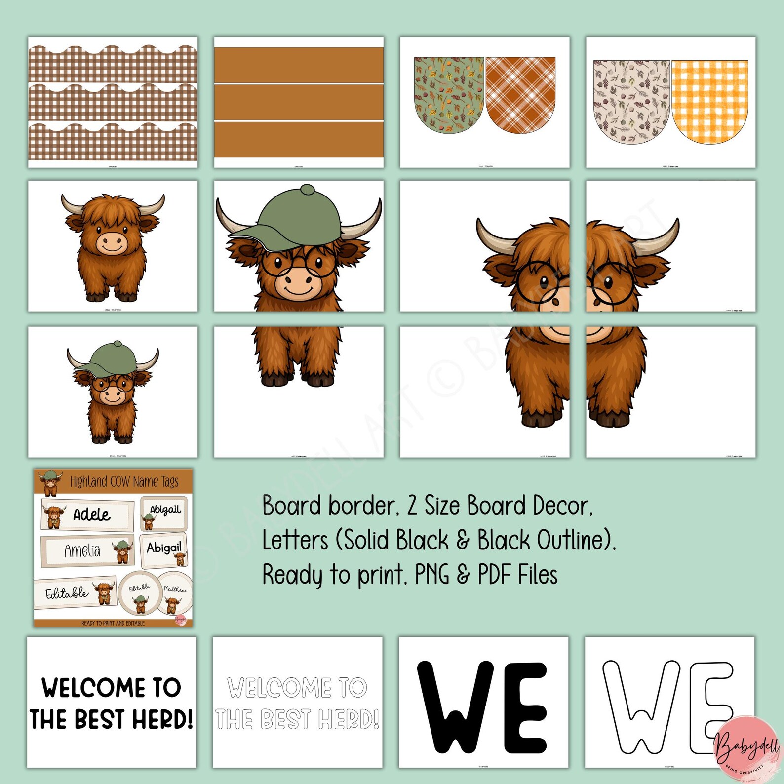 Highland Cow Bulletin Board Kit Back to School Classroom Decor ...