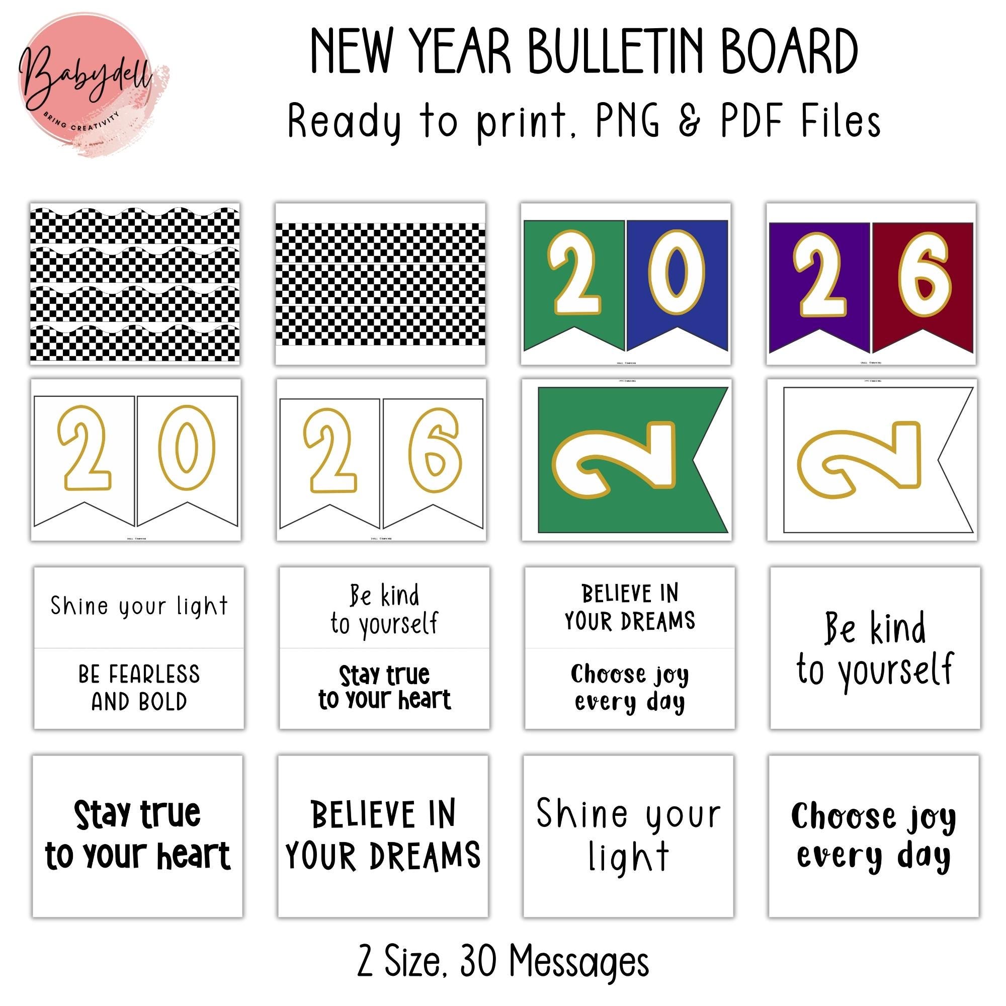 2026 New Year Bulletin Board Kit: Motivational Classroom Decor ...