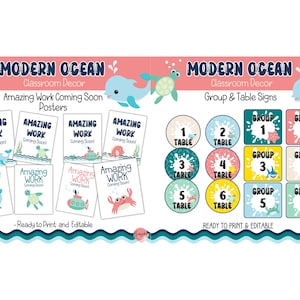 Modern Ocean Classroom Decor Bundle: Coastal Theme, Editable Posters ...