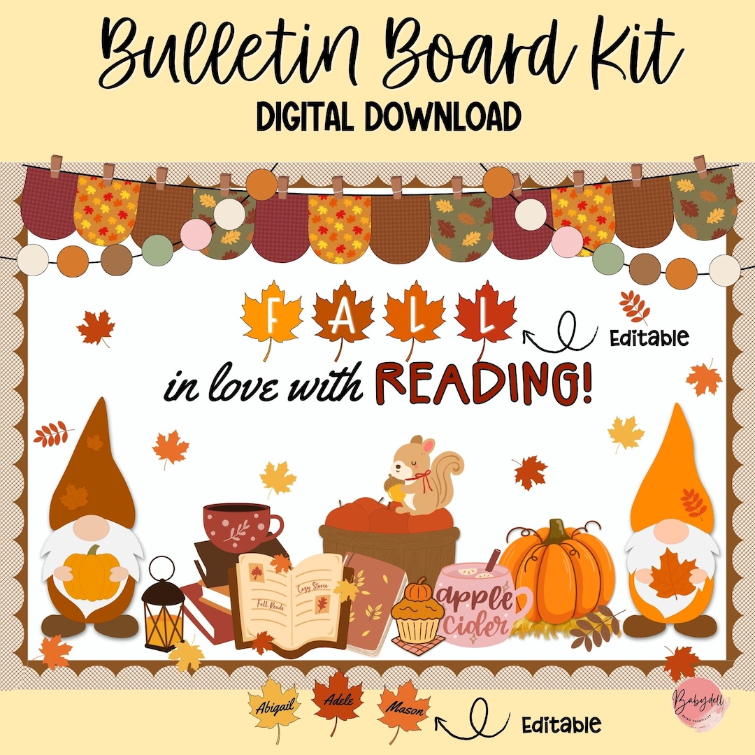 Editable Fall Reading Corner Bulletin Board Kit for Classroom - Etsy