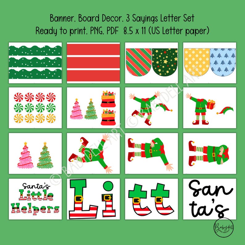 Christmas Elf Bulletin Board Kit Printable Classroom Decor With Student ...