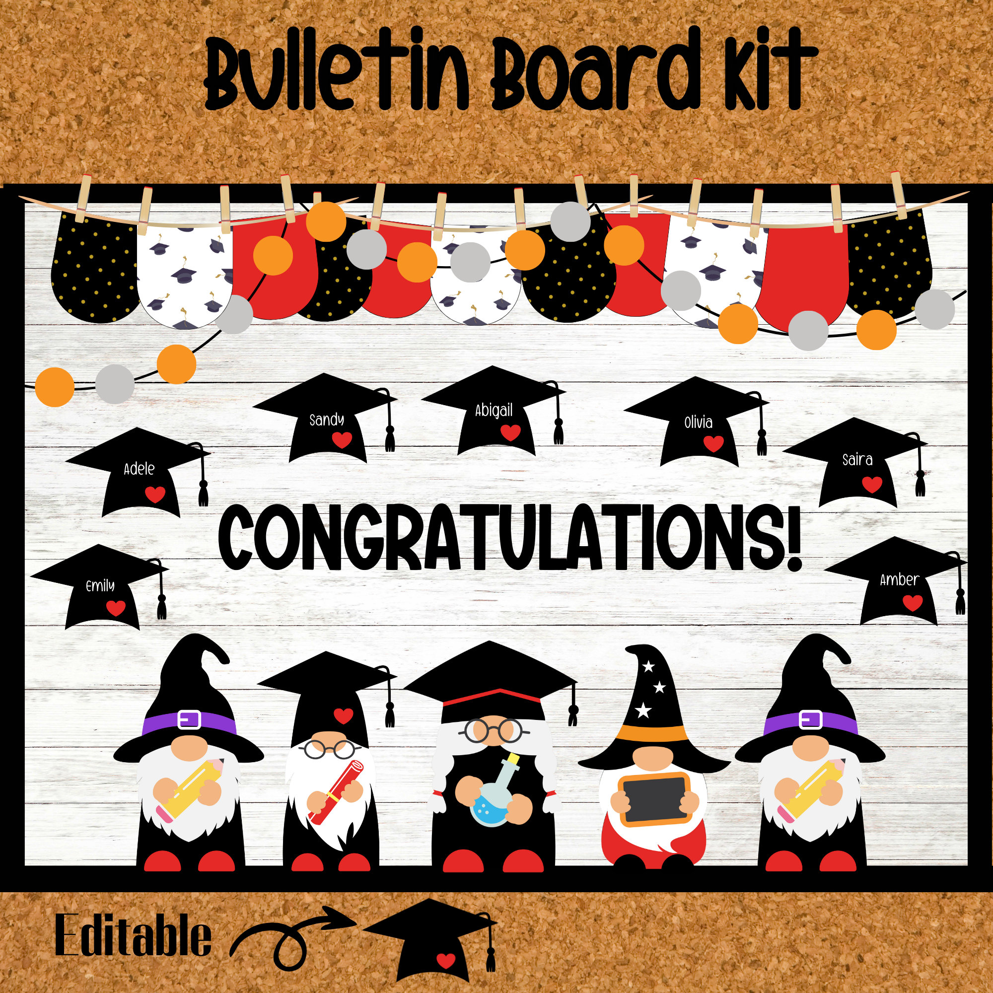 End of Year Congratulations Bulletin Board Kit Celebratory Classroom ...