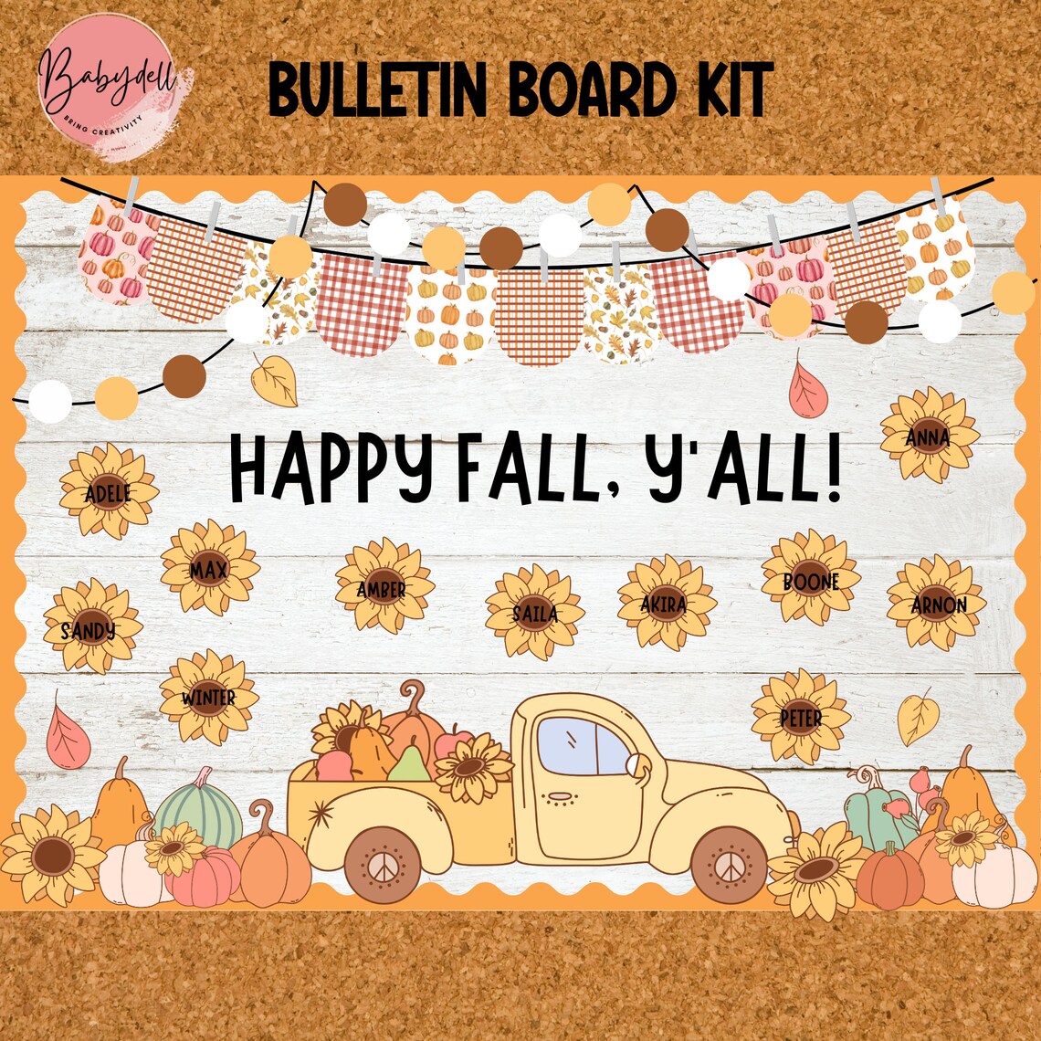 Fall Pumpkin Truck Bulletin Board Kit: Farmhouse Classroom Decor ...