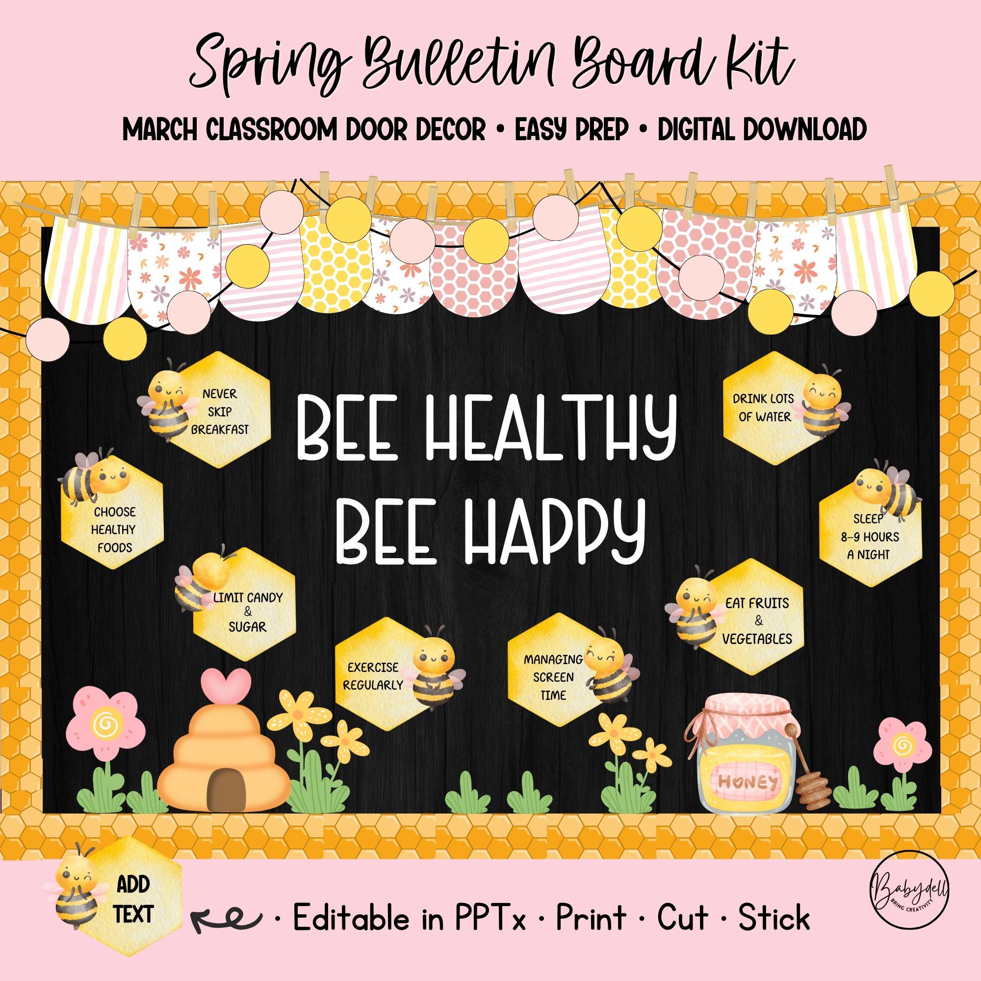 School Nurse Decor Bee Healthy Bulletin Board Kit for Classroom ...