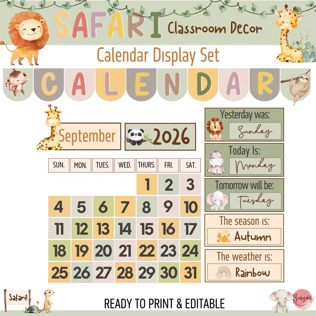 Modern Safari Classroom Decor Set: Boho Animal Printables (digital ...