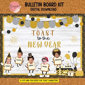 New Year Bulletin Board Kit | Toast to a New Year 2025 | Classroom ...