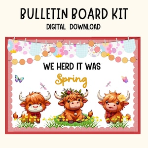 Highland Cow Spring Bulletin Board Kit | Cute Farm Animal Classroom ...