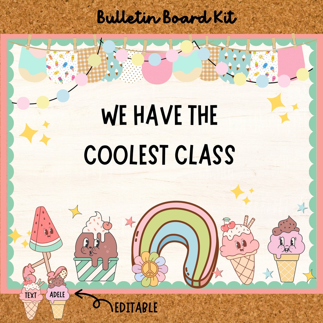 Ice Cream Bulletin Board Kit Groovy Summer Classroom Decor Cool Class ...