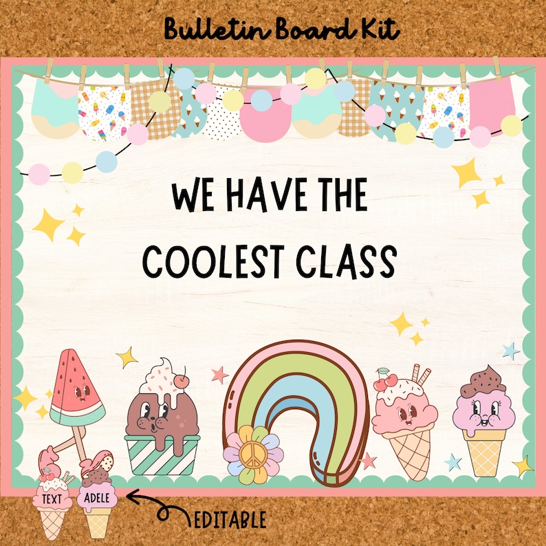 Ice Cream Bulletin Board Kit: Groovy Summer Classroom Decor - Etsy