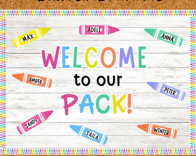 Crayon Back to School Bulletin Board & Name Tags Classroom Decor - Etsy ...