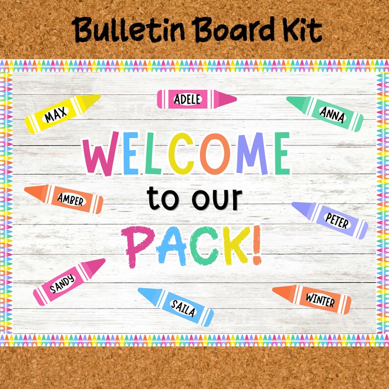 Welcome Back to School Bulletin Board Crayon Themed Digital Download ...