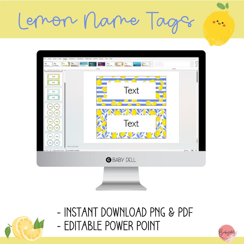 Lemon Theme Classroom Name Tags: Editable Summer Decor (printable) - Etsy