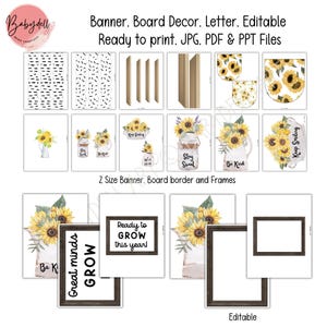 Sunflower Classroom Bulletin Board Kit: Growth Mindset Decor (printable ...