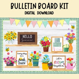 Plant Kindness Bulletin Board Door Decor | Spring & Summer Flower Theme ...