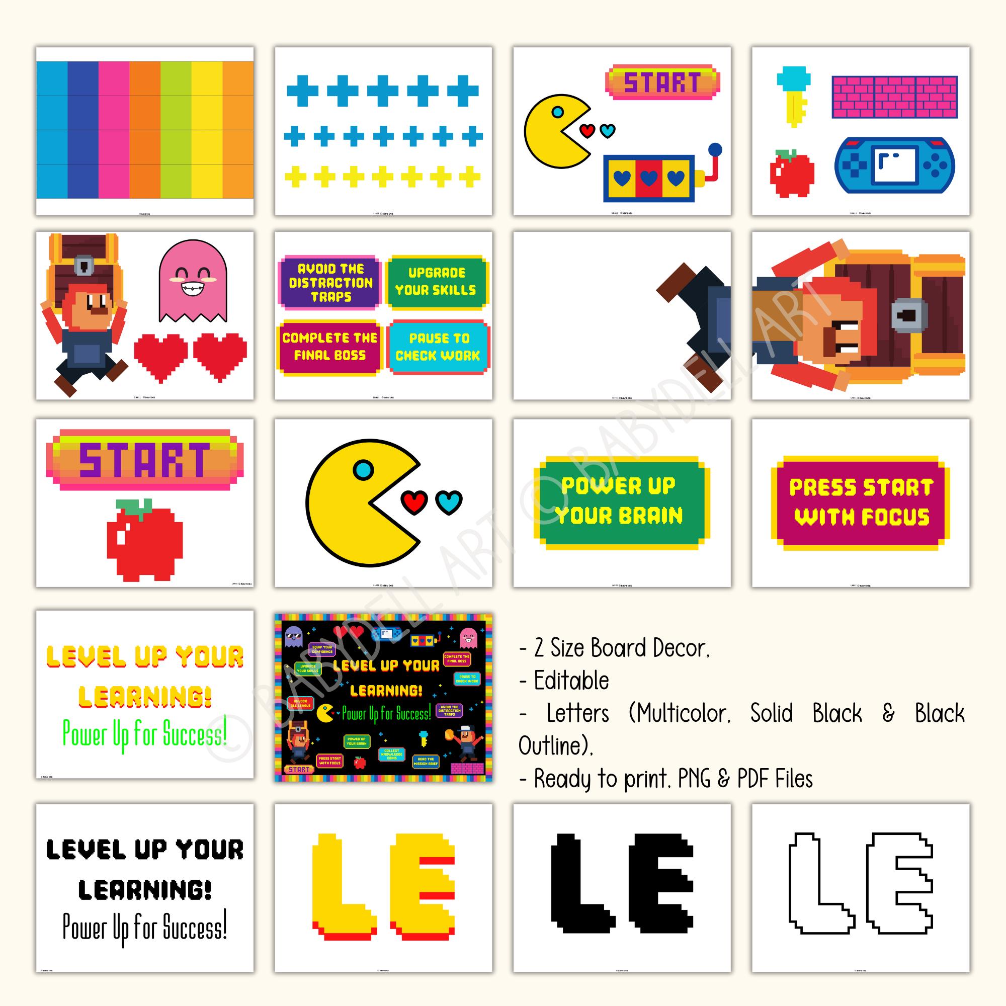 Gamer Theme Classroom Bulletin Board Kit: Motivational Test Prep Decor ...