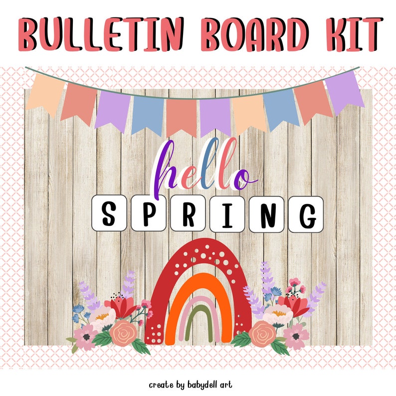 Boho Rainbow Spring Bulletin Board Kit: Classroom Decor - Etsy