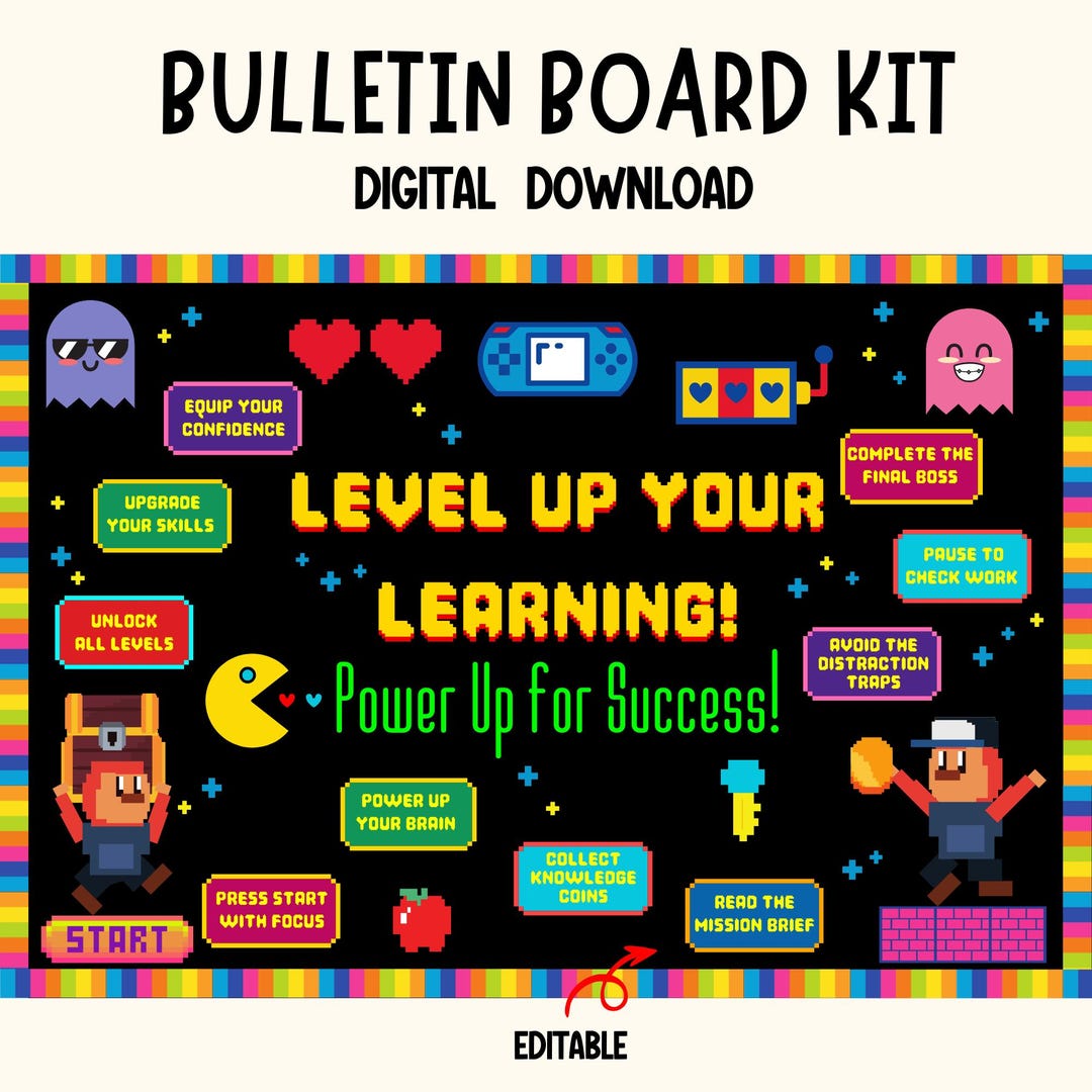 Gamer Theme Classroom Bulletin Board Kit: Motivational Test Prep Decor ...