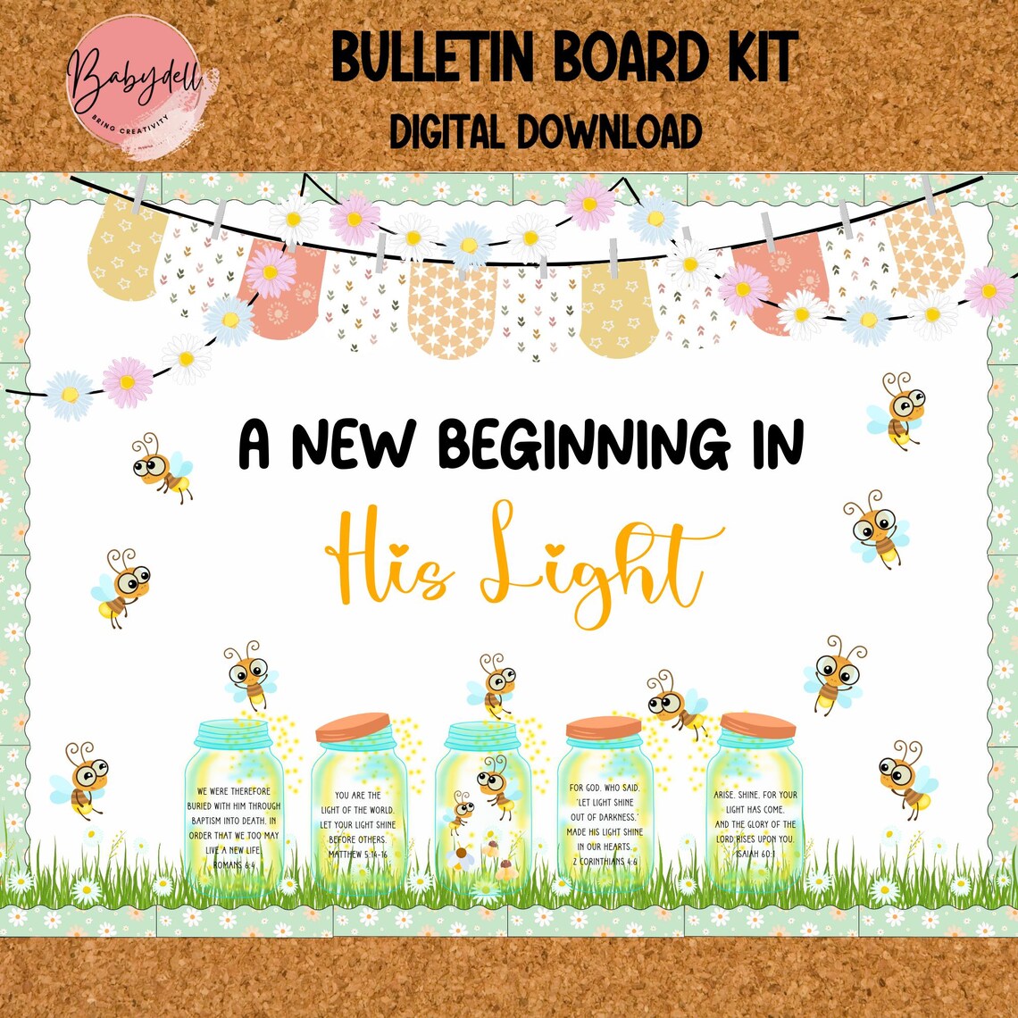 New Year Bulletin Board Kit: Shining Bright Bible Verse (digital ...