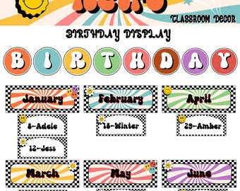 Mushroom Retro Classroom Birthday Display Groovy Classroom Decor Retro ...