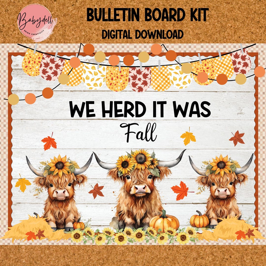 Highland Cow Fall Bulletin Board Kit: Farmhouse Classroom Decor - Etsy