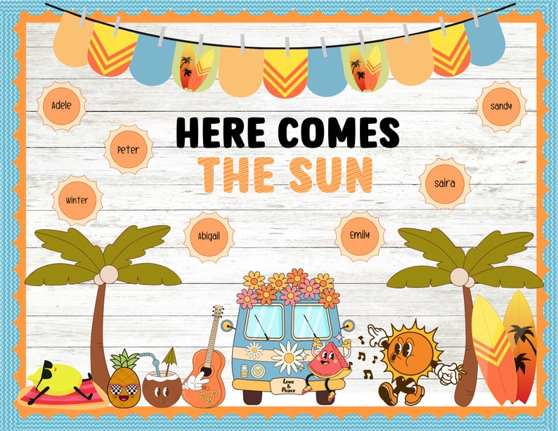 Here Comes the Sun Summer Bulletin Board Kit,groovy Classroom Decor ...