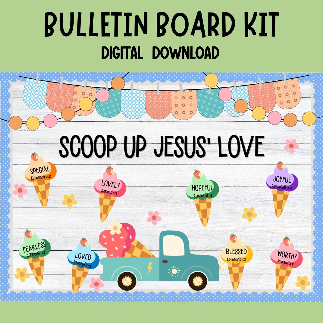 Christian Bulletin Board Kit | Religious June Classroom Decor | Summer ...