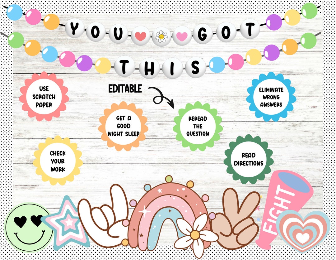 Groovy Testing Motivation Bulletin Board Test Prep Tips Bulletin Board ...