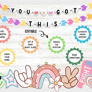 Groovy Testing Motivation Bulletin Board Test Prep Tips Bulletin Board ...