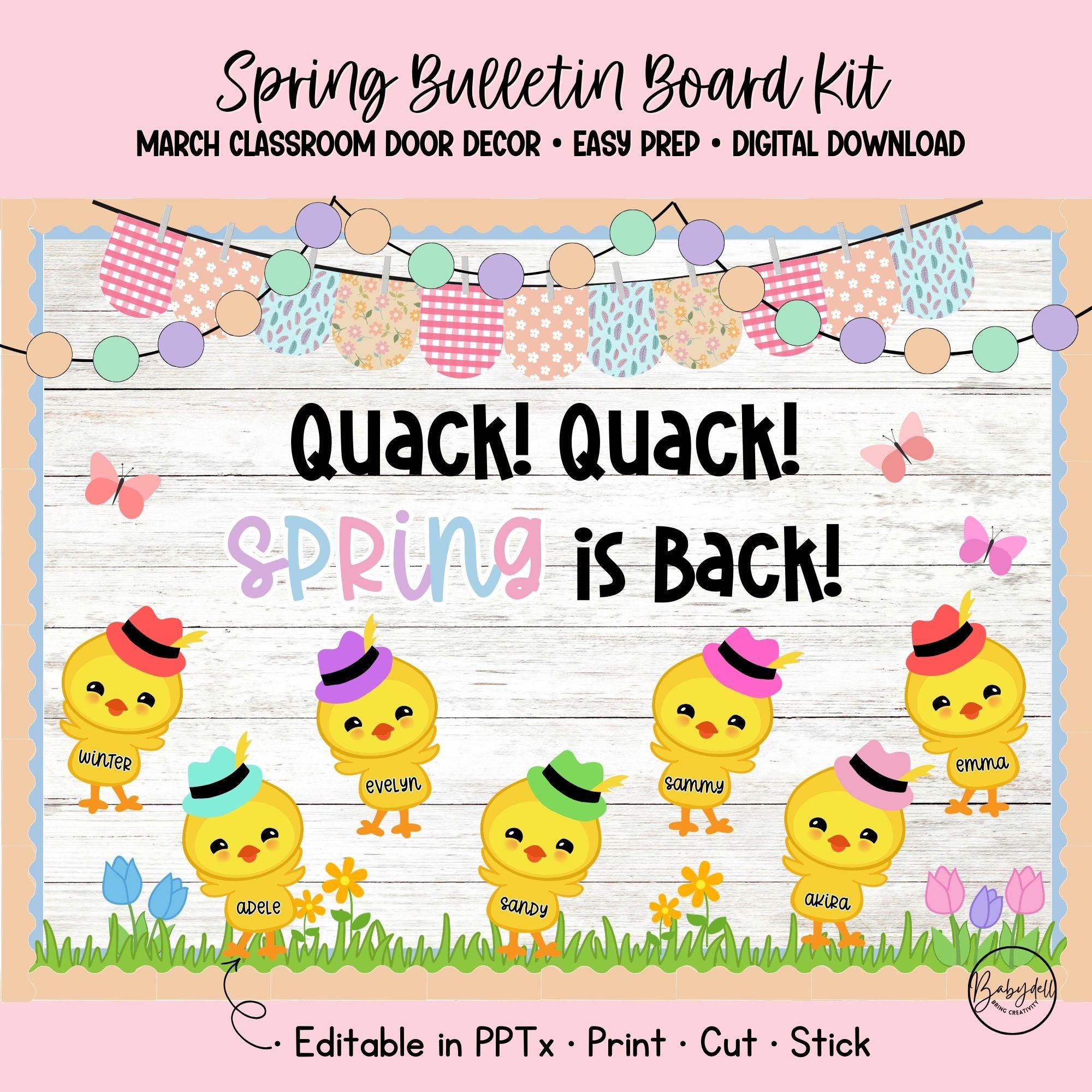 Duck Bulletin Board Kit for Spring Classroom Decor With Editable Name ...