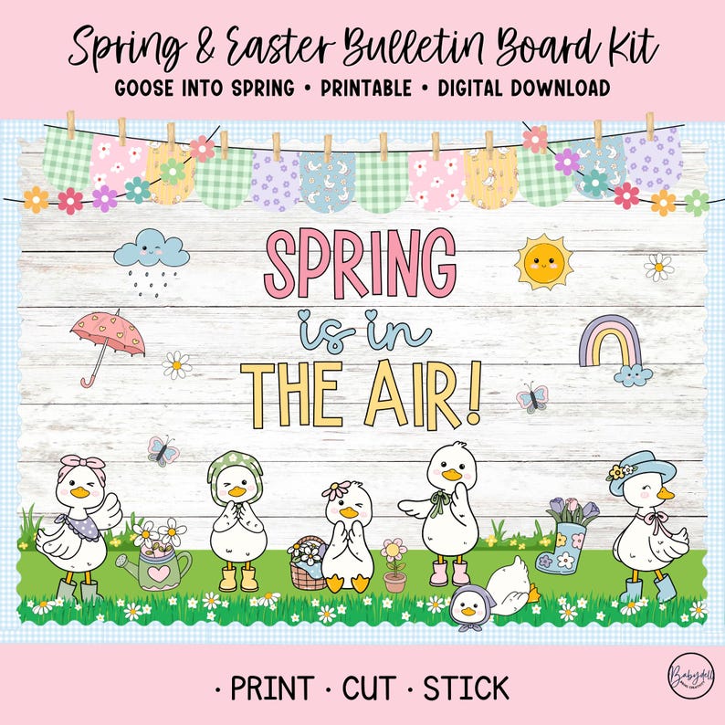 Spring Bulletin Board Kit Printable Goose Classroom Decor School Door ...