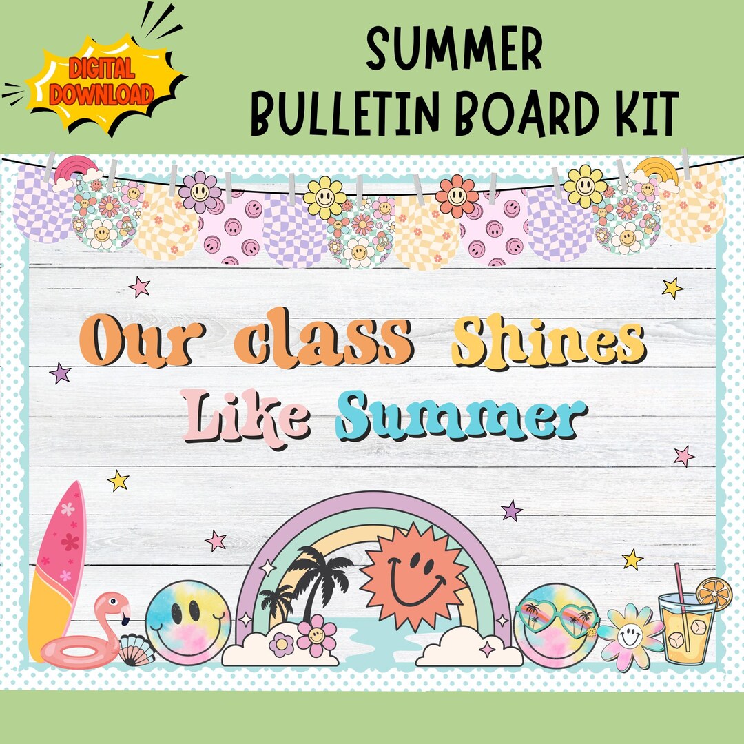 Groovy Summer Bulletin Board Kit | Retro Classroom Door Decor | Our ...