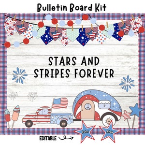 Truck Fireworks July 4th Bulletin Board Kit Patriotic Summer Classroom ...