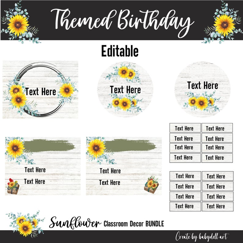 Sunflower Theme Birthday Bulletin Board Birthday Display - Etsy
