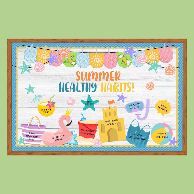 Summer Healthy Habits Bulletin Board Kit: Classroom Wellness Display ...