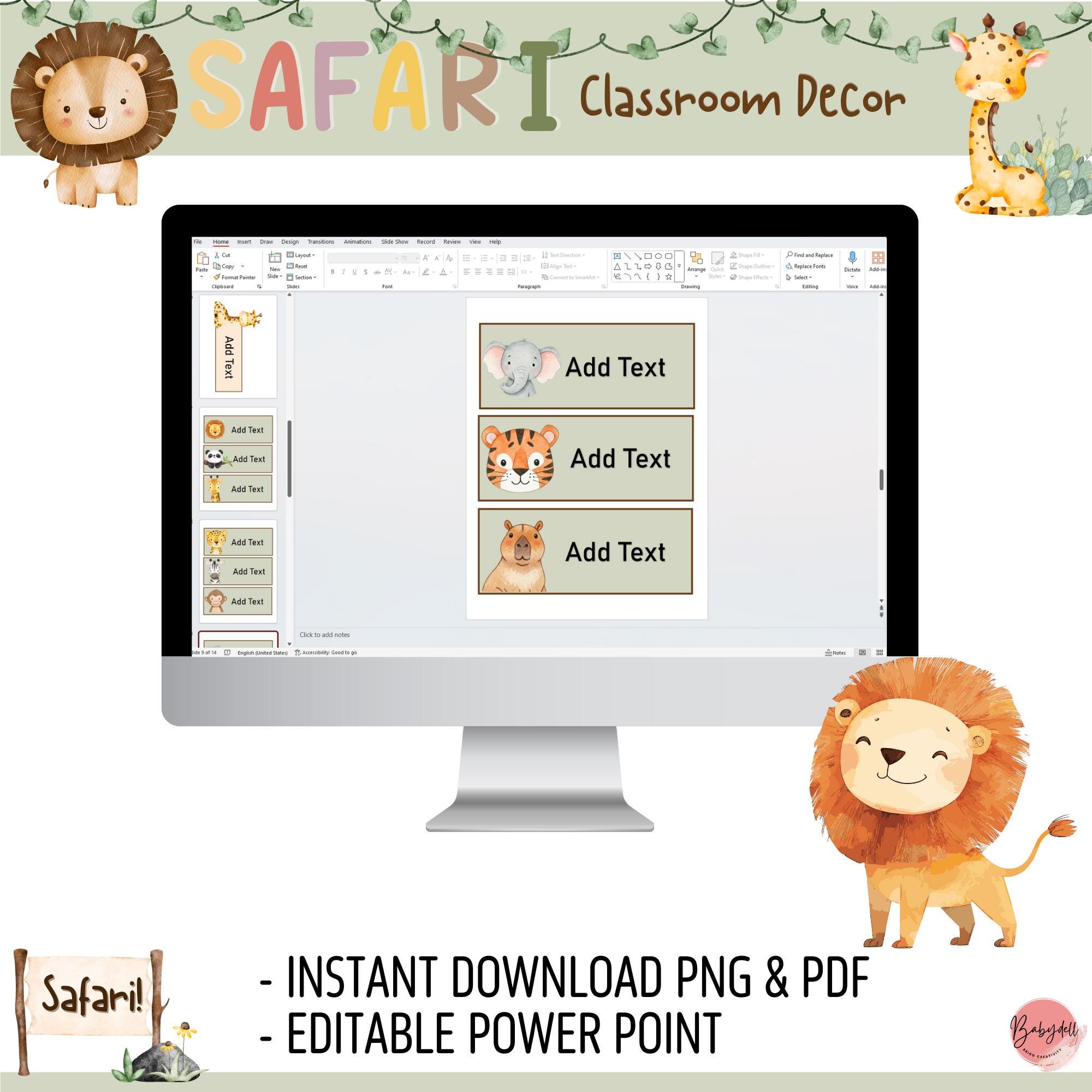 Modern Safari Classroom Decor Set: Boho Animal Printables (digital ...