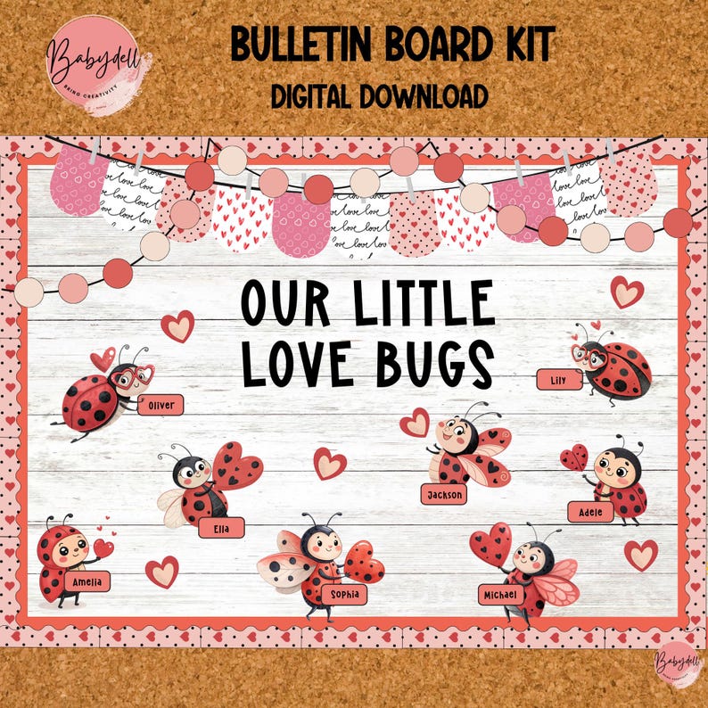 Valentine’s Day Bulletin Board Decor | Our Little Love Bugs Kit ...