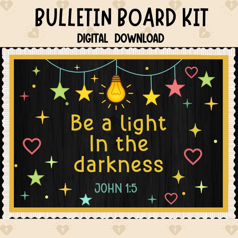 Christian Bulletin Board Kit: Glow for God Classroom Decor (printable ...