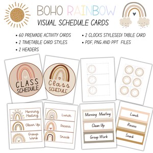 Editable Boho Rainbow Classroom Schedule | Calm Visual Daily Routine ...