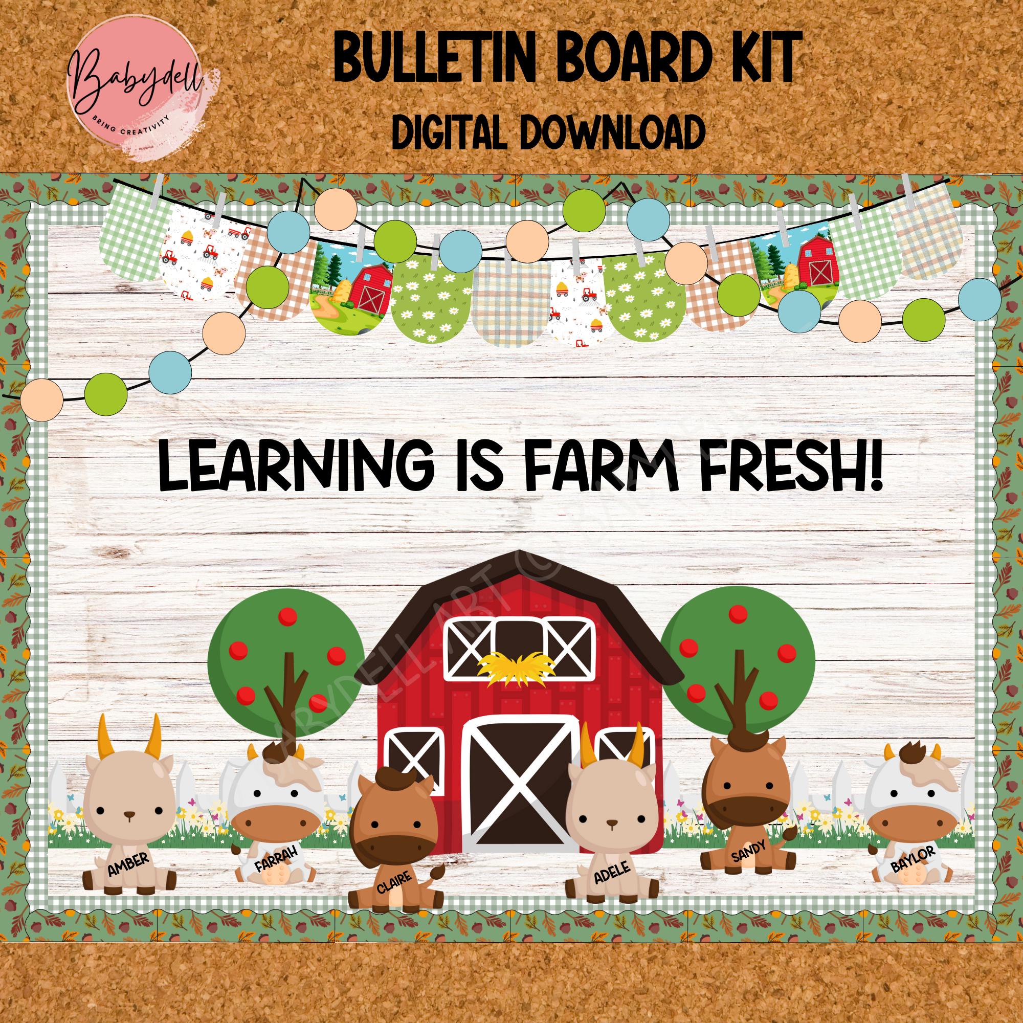 Farm Animals Bulletin Board Kit: Printable Classroom Decor (PDF, PNG ...