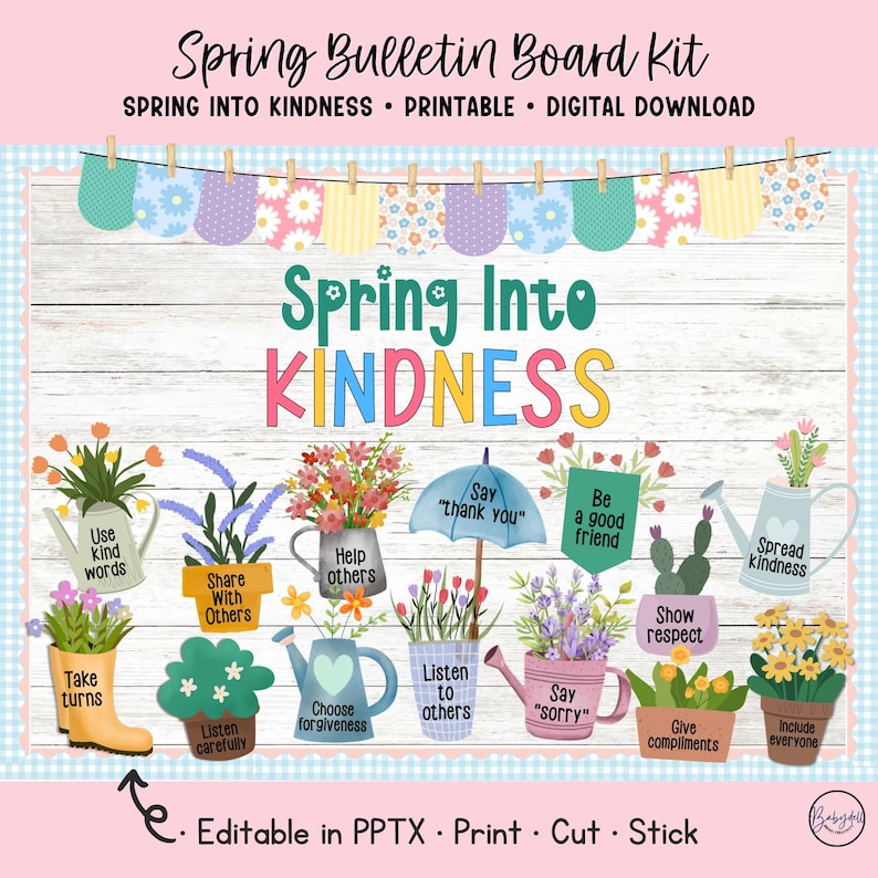 Spring Into Kindness Bulletin Board Kit Classroom Door Decor Social ...