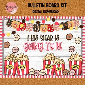 New Year Bulletin Board Kit - Popcorn Door Decoration - Poppin' Into ...